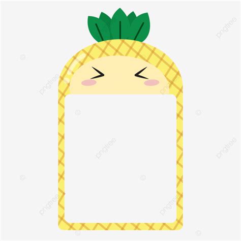 Ilustrasi Photocard Buah Nanas Kuning Kartun Lucu Untuk Template Vektor Kartu Foto Buah Imut