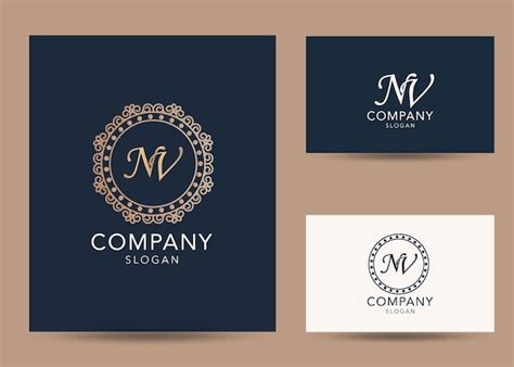 Premium Vector Modern Monogram Initial Letter Nv Logo Design Template