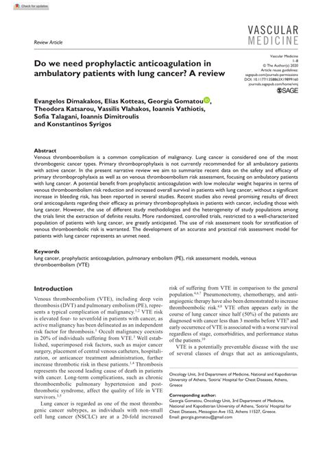 Pdf Do We Need Prophylactic Anticoagulation In Ambulatory Patients