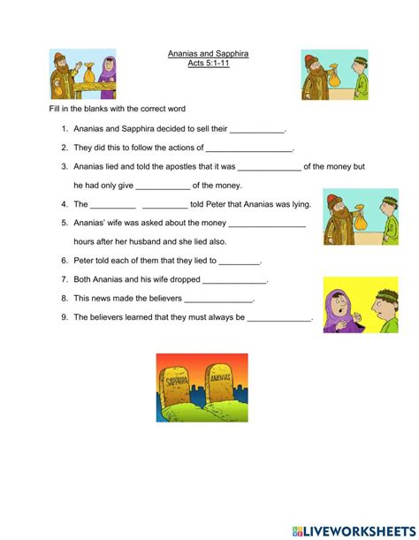 Ananias And Sap Free Interactive Worksheets 1386216