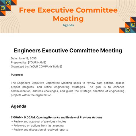 Free Executive Committee Meeting Agenda Template To Edit Online