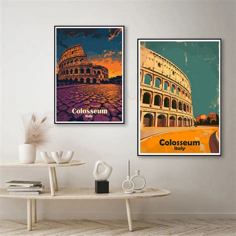Colosseum Rome Italy Poster Colosseum Rome Canvas Print Illustration