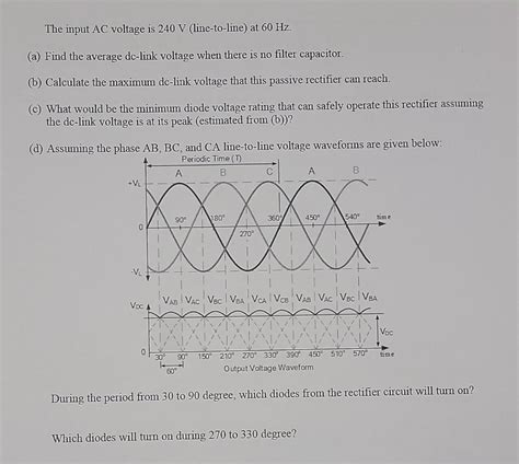 Solved 2 A Full Wave Three Phase Passive Rectifier Is Given