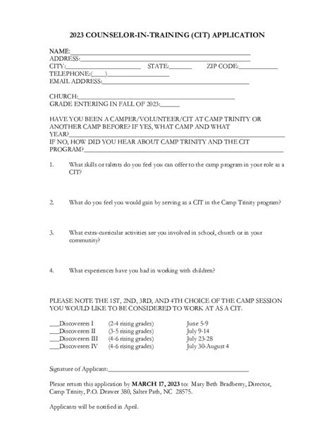 Fillable Online 2023 Cit Applicationdoc Fax Email Print Pdffiller