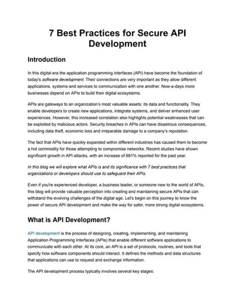 7 Best Practices For Secure Api Development Pdf