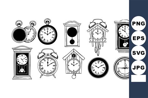 Vintage And Classic Clock Collection Vec Graphic By Designvectx