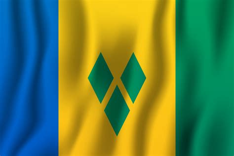 Saint Vincent And The Grenadines Realistic Waving Flag Vector