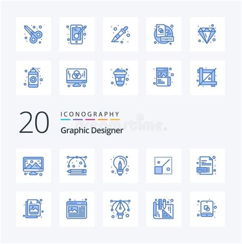 20 Graphic Designer Blue Color Icon Pack Like Document Design Bulb