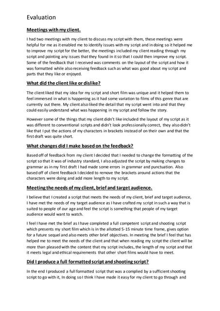 Evaluation For Script Docx