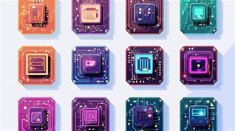 Professional Collection Of Vector Cpu Microchip Designs For Tech