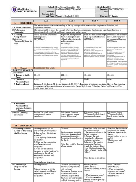 Dll Gen Math Week 6 Pdf Function Mathematics Exponential Function