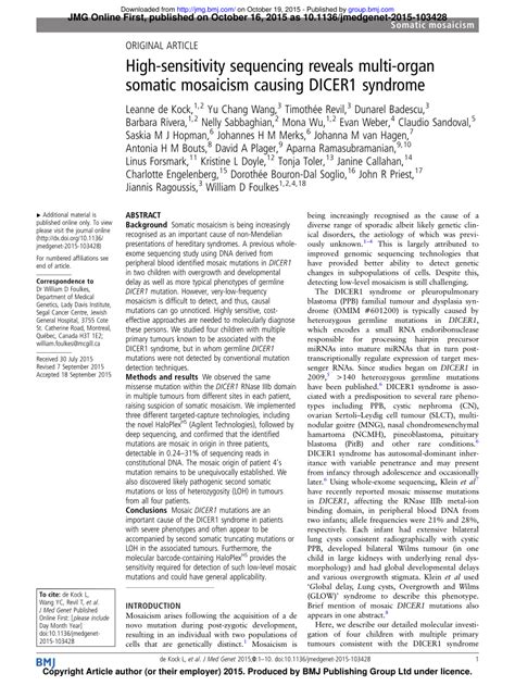 Pdf High Sensitivity Sequencing Reveals Multi Organ Somatic Mosaicism