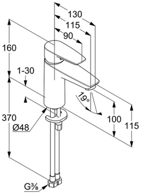 Kludi PureSolid Waschtisch-Einhandmischer 100 ohne Ablaufgarnitur chrom ...