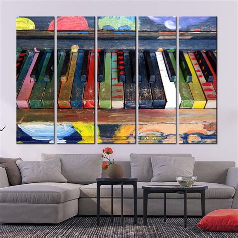 Colorful Piano Keys Canvas Art Print Vibrant Music Room Wall Decor Etsy