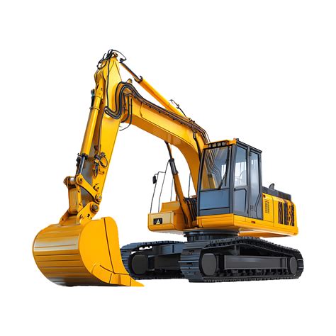 Yellow Excavator Masterpiece Powerful Plotting Machine Isolated For