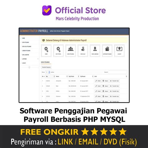 Jual Software Sistem Informasi Penggajian Pegawai Payroll Berbasis PHP MYSQL Shopee Indonesia