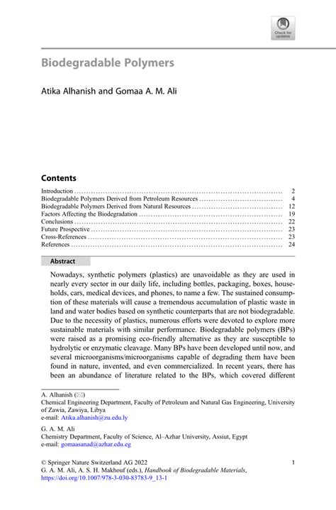 Pdf Biodegradable Polymers