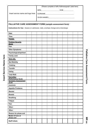 Printable Assessment Form For Palliative Care Printable Forms Free Online