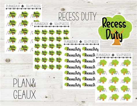 Recess Duty Planner Stickers Teacher Planner School Planner Stickers