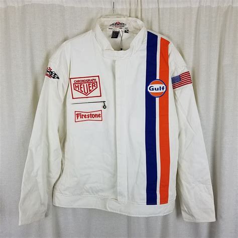 Vintage Steve Mcqueen Le Mans Nascar Gulf A2z Racer Twill Racing Jacket