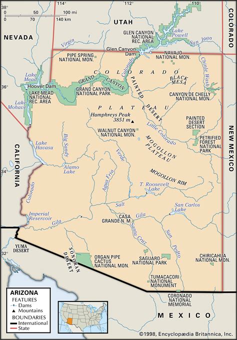 Tourist Map Of Arizona State 60 Photos