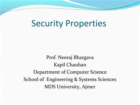 Security Properties Ppt