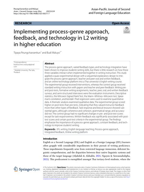 Implementing Process Genre App Pdf English As A Second Or Foreign