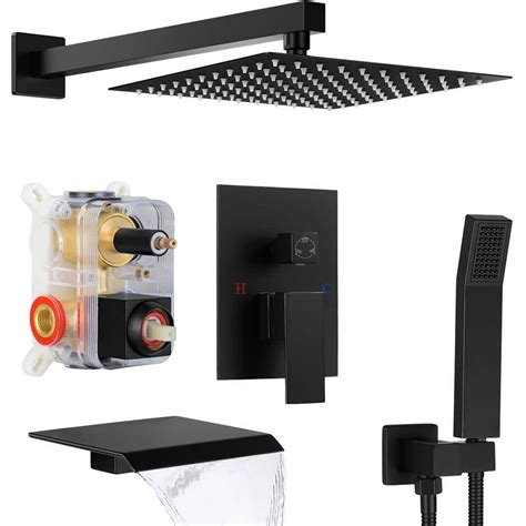 Aklfgn Black Shower System With Tub Spout Waterfall Tub Faucet With 12