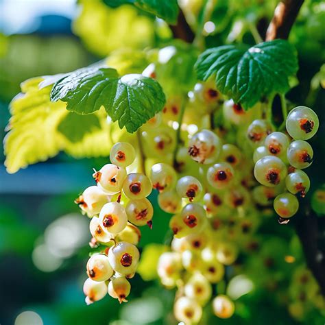Ripe White Currant Bushes With Berries In The Garden Professional