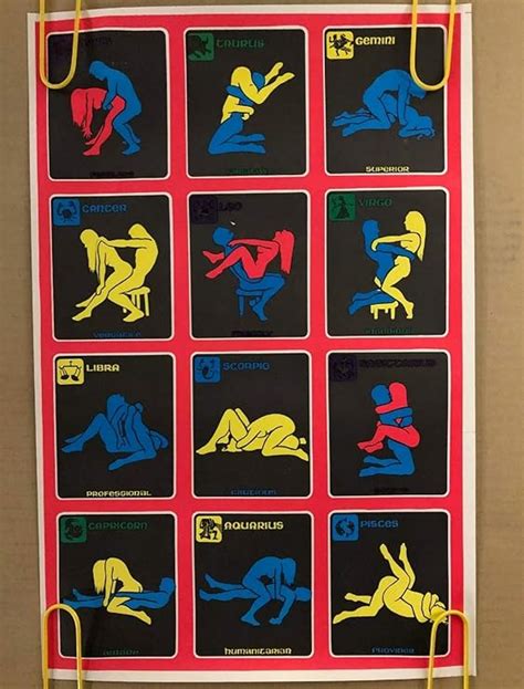 Zodiac Sex Position Poster Blacklight Astrology 1970s