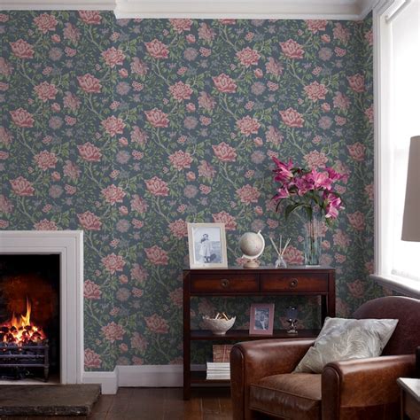 Laura Ashley Laura Ashley Tapestry Floral Dark Seaspray Wallpaper