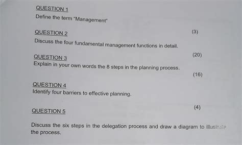 solved question 1 define the term management question 2