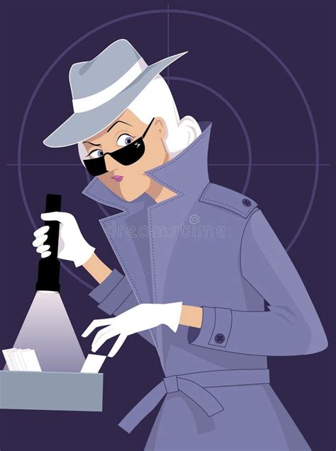 Female Secret Agent Or Private Detective Stock Vector Illustration Of