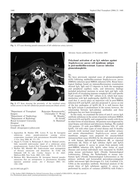Pdf Polyclonal Activation Of An Iga Subclass Against Staphylococcus Aureus Cell Membrane