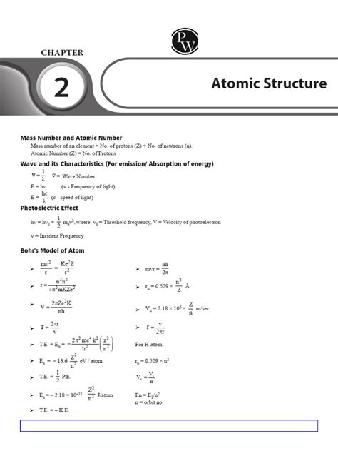 Atomic Structure Short Notes Prayas Jee 2024 Pdf Atomic Orbital Energy Level