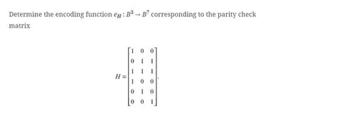 Solved Determine The Encoding Function En B3 B