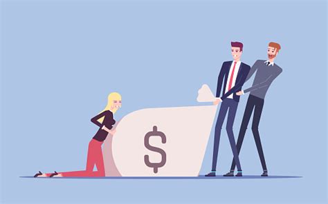 함께 하는 실업가의 팀 돈 모든 노력을 만들기의 큰 가방을 끌어 하려고 모든 힘과 에너지 공동 작업 벡터 평면 그림을 적용 합니다 비즈니스 개념 팀웍과 이익 가득 찬에 대한