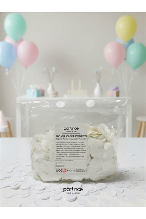 Partince 100 Gr Beyaz Kağıt Konfeti Doğum Günü Parti Masa Süsleme Ve Etkinlik Yeni Yıl