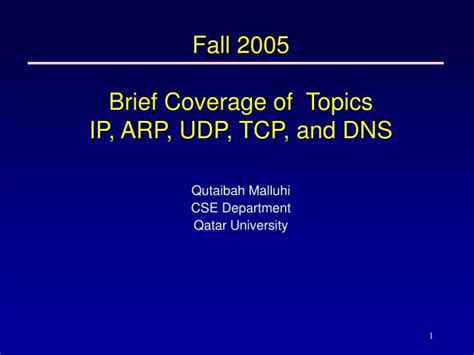 PPT Fall Brief Coverage Of Topics IP ARP UDP TCP And DNS PowerPoint Presentation ID