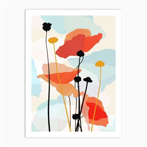 Poppy Art Print Poppy Art Abstract Poppies Art Art Prints