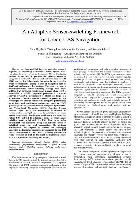 Pdf An Adaptive Sensor Switching Framework For Urban Uas Navigation