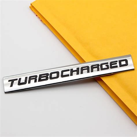 Chrome Black Metal Turbocharged Car Logo Engine Supercharged Turbo