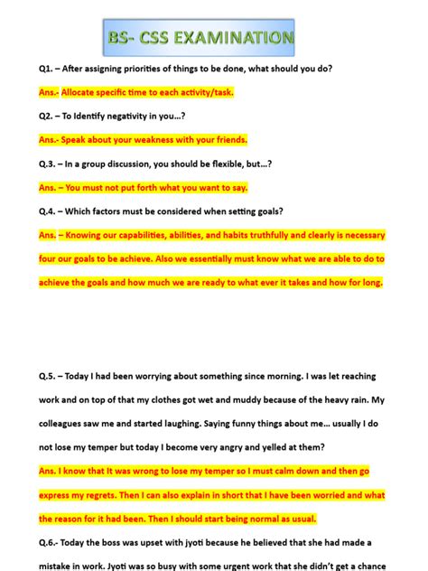 Css Questions And Answers Pdf Social Psychology Psychology