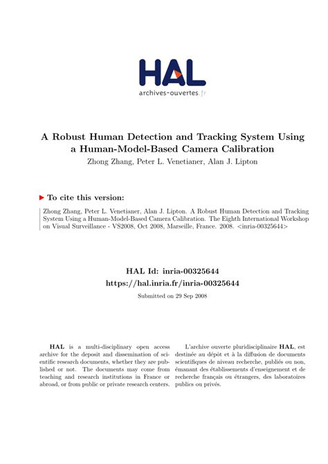 Pdf A Robust Human Detection And Tracking System Using A Human Model