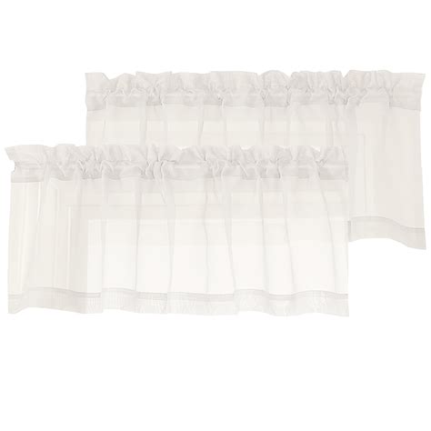Ovzme Sheer Window Curtain Valances For Bedroom 2pcs Set Light