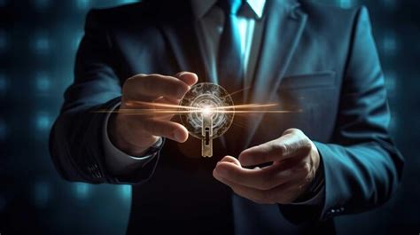 Premium Photo Cyber Security Data Protection Businessman Holding A Key To Protect Sensitive