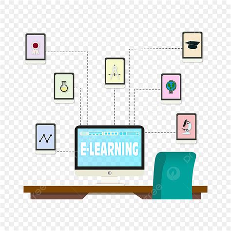 Concepto De E Learning Con Escritorio Png Stock De E Learning Vector