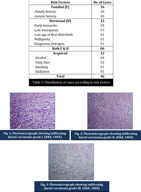 Table 2 From Correlation Of Risk Factors With Hpe Grading In Breast