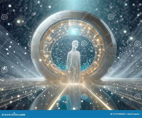 Future Human Evolution And Technology Concept Digitalized Person Stock Illustration