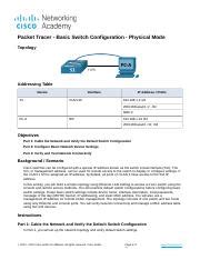 1 1 7 Packet Tracer Basic Switch Configuration Physical Mode 1 Docx Packet Tracer Basic